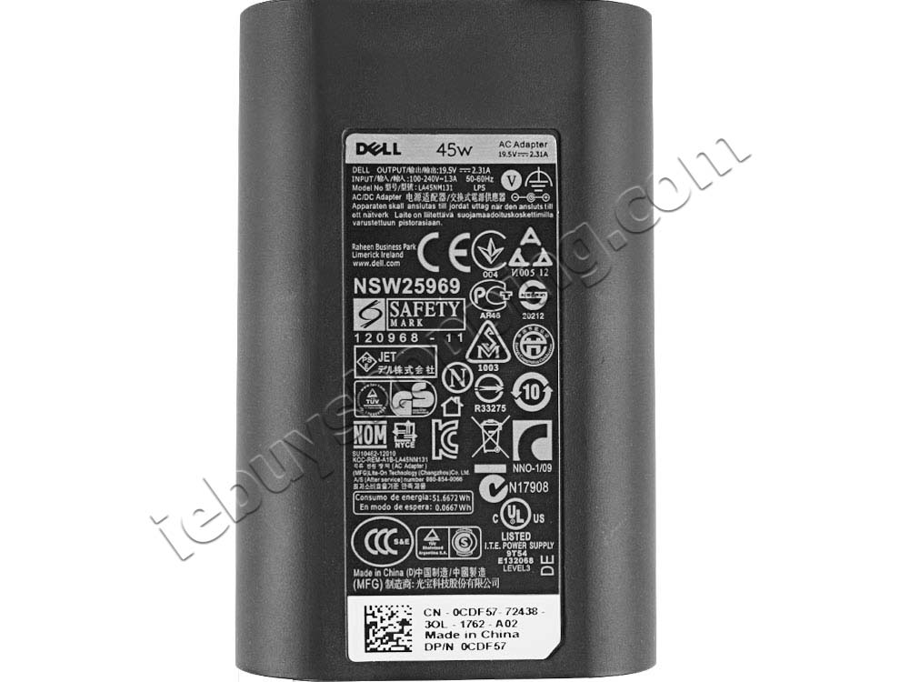 Original 45W Dell Inspiron 17 5758 AC Adapter Charger Power Cord