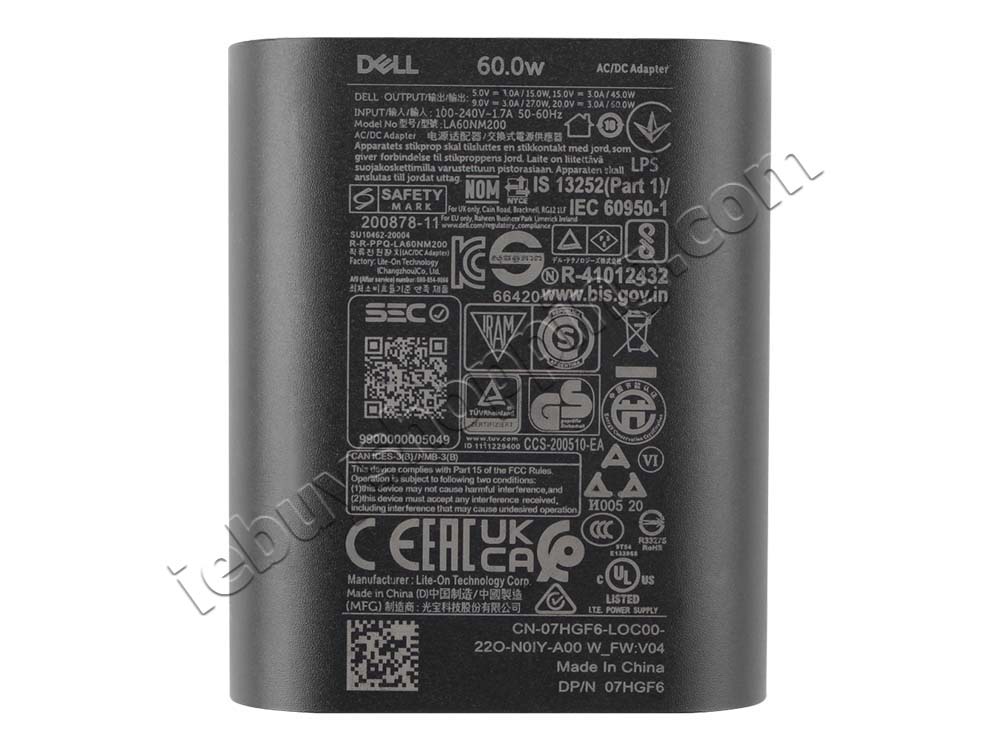 Original 60W USB-C Charger Dell Latitude 7350 P58G P58G001 AC Adapter ...